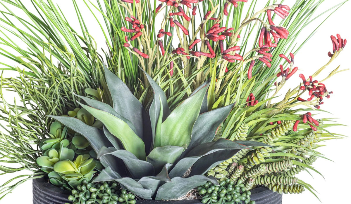 Nyah Planter with Mix Faux Greenery – Elevated Living Interiors