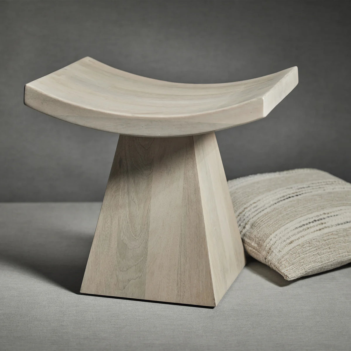 Niigata Mango Wood Stool | Handcrafted Solid Wood Accent Stool ...
